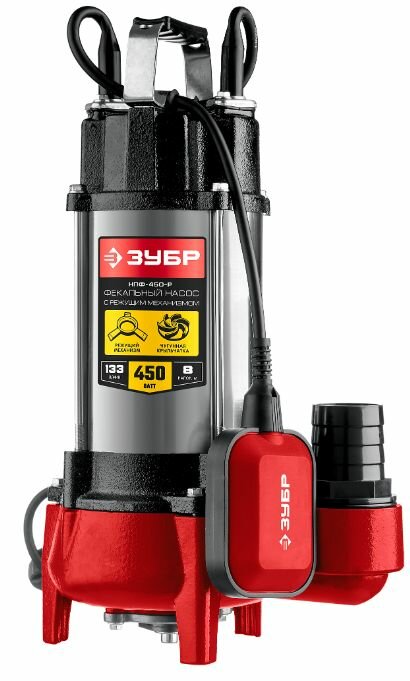 Насос фекальный ЗУБР НПФ-450-Р, красный