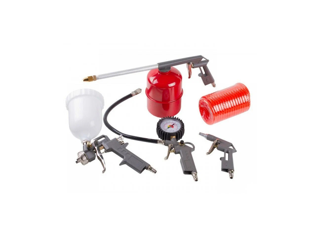 Набор пневмоинструмента PRIORITET НК-5ПВ (L2000-6А) в коробке, 5 предметов, 3 насадки, рапид