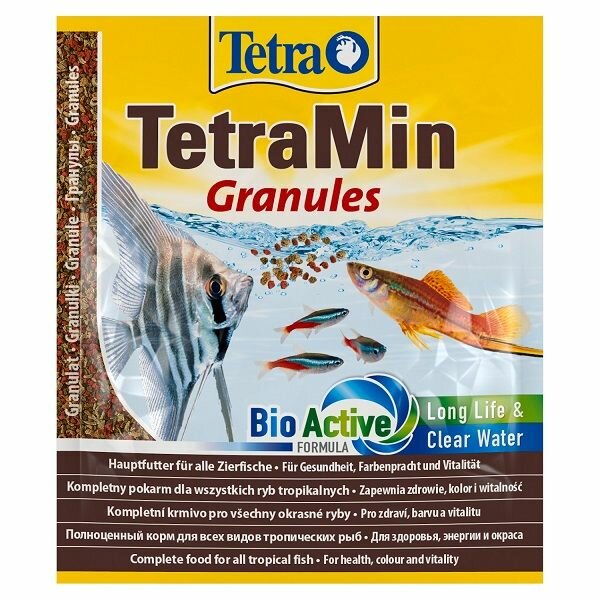 Tetra TetraMin Granules, Гранулированный корм для всех видов декоративных рыб, 15 г