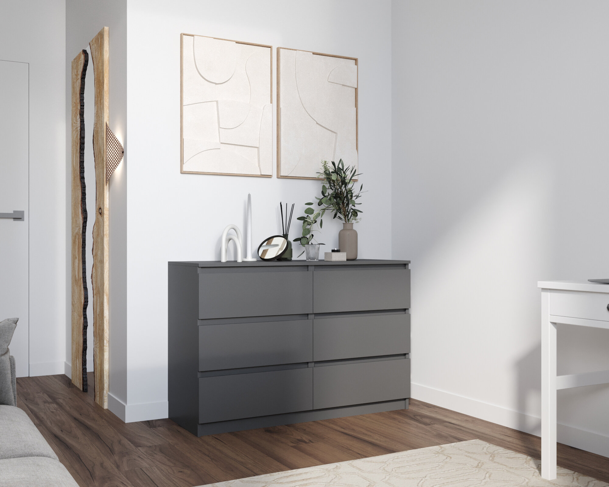 Комод с выдвижными ящиками Мебель на Руси "Челси 3" 120х80х45 Серый графит