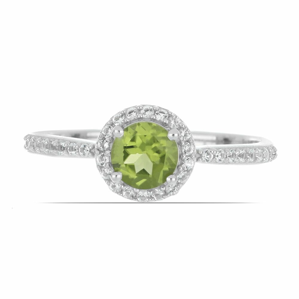 Кольцо, серебро, 925 проба, родирование, перидот, топаз