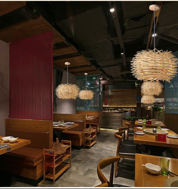 Японская старинная бамбуковая подвесная лампа в стиле ретро, креативный дизайн для бара, ресторана, чайного дома и гостевого дома