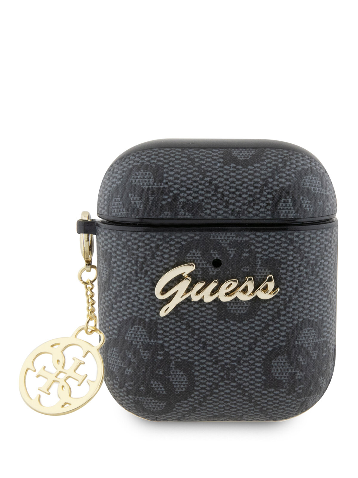 Guess для Airpods 1/2 чехол PU leather 4G with metal logo and Charm Black