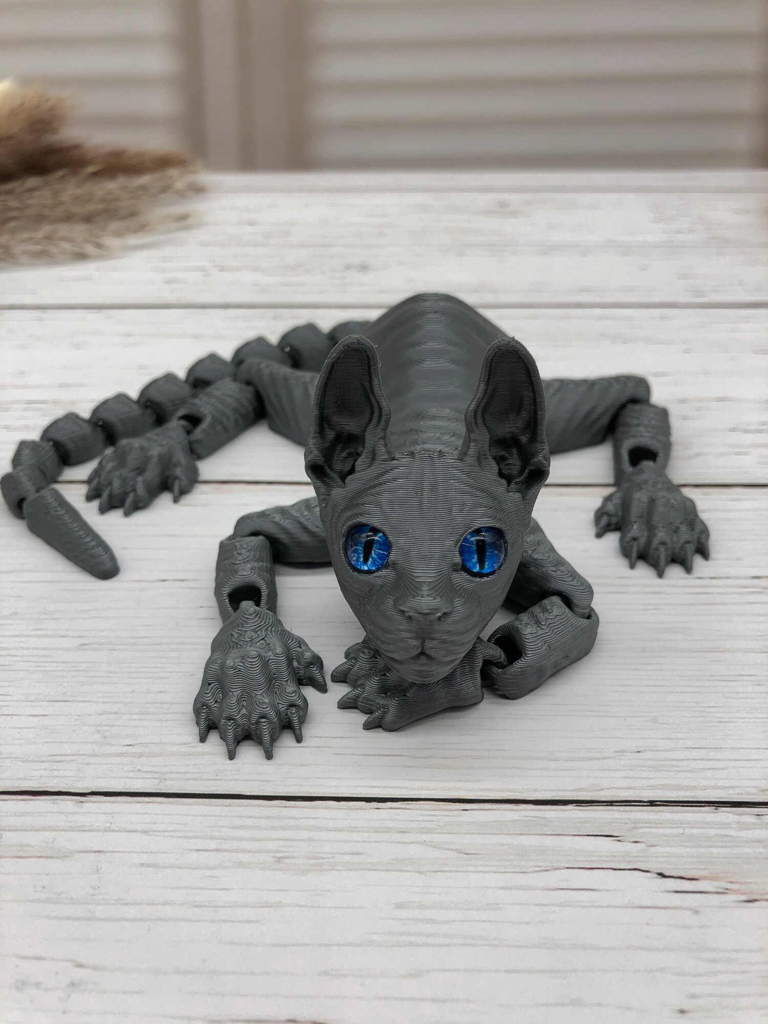 Игрушка-антистресс кот 3д "Сфинкс", гипоаллергенная, 24см, подвижные детали, серый графит