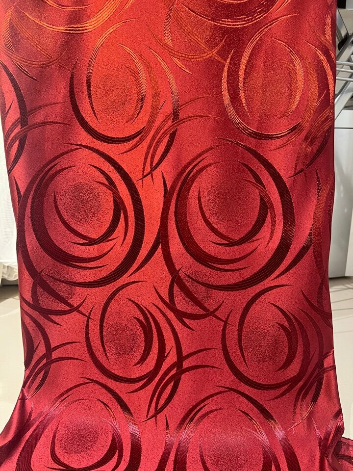 Портьерная ткань "Круги", жаккард, цвет бордо, высота 2.8 м