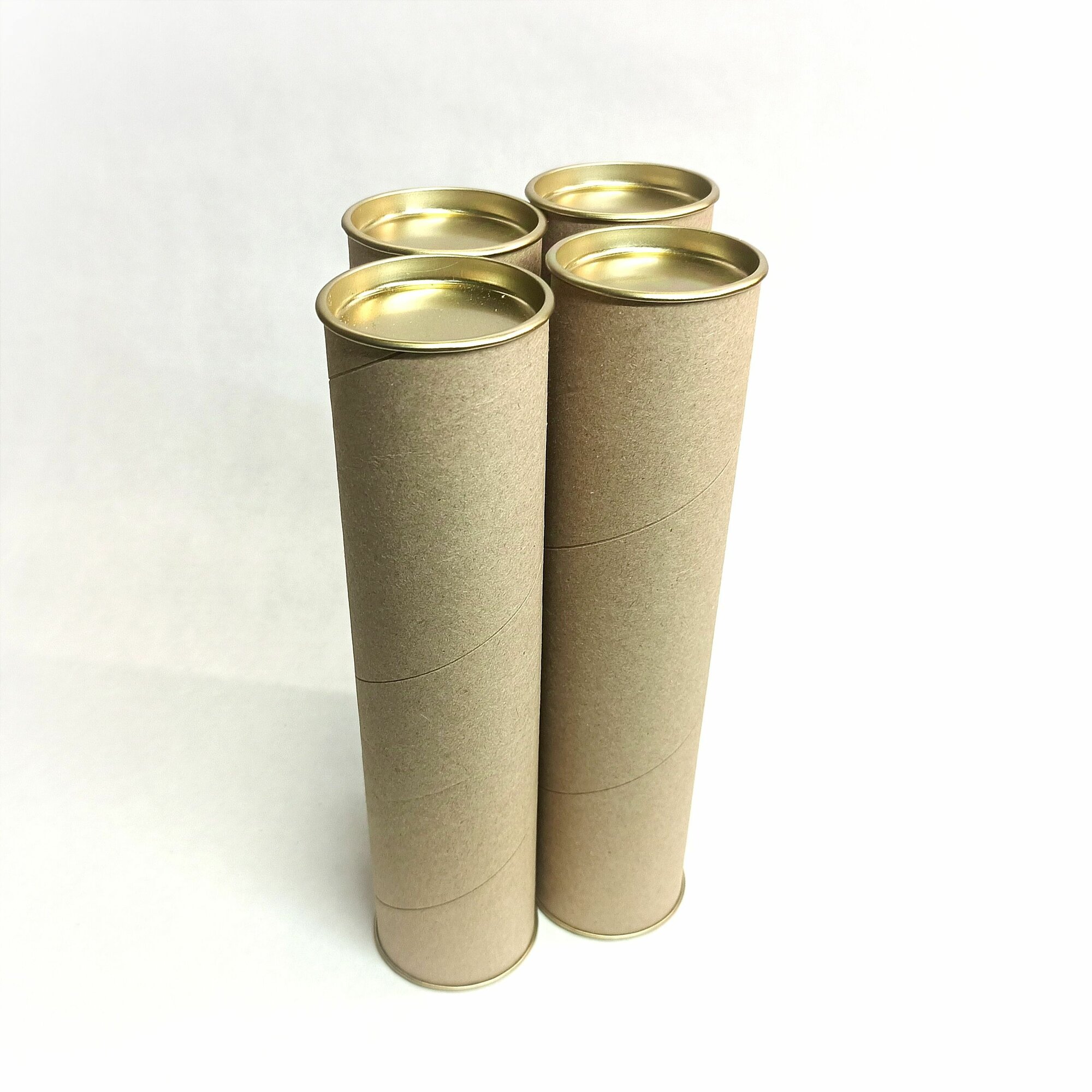 Тубус картонный с металлическими крышками D45х200 мм (внутри 45х180 мм), 4 шт.