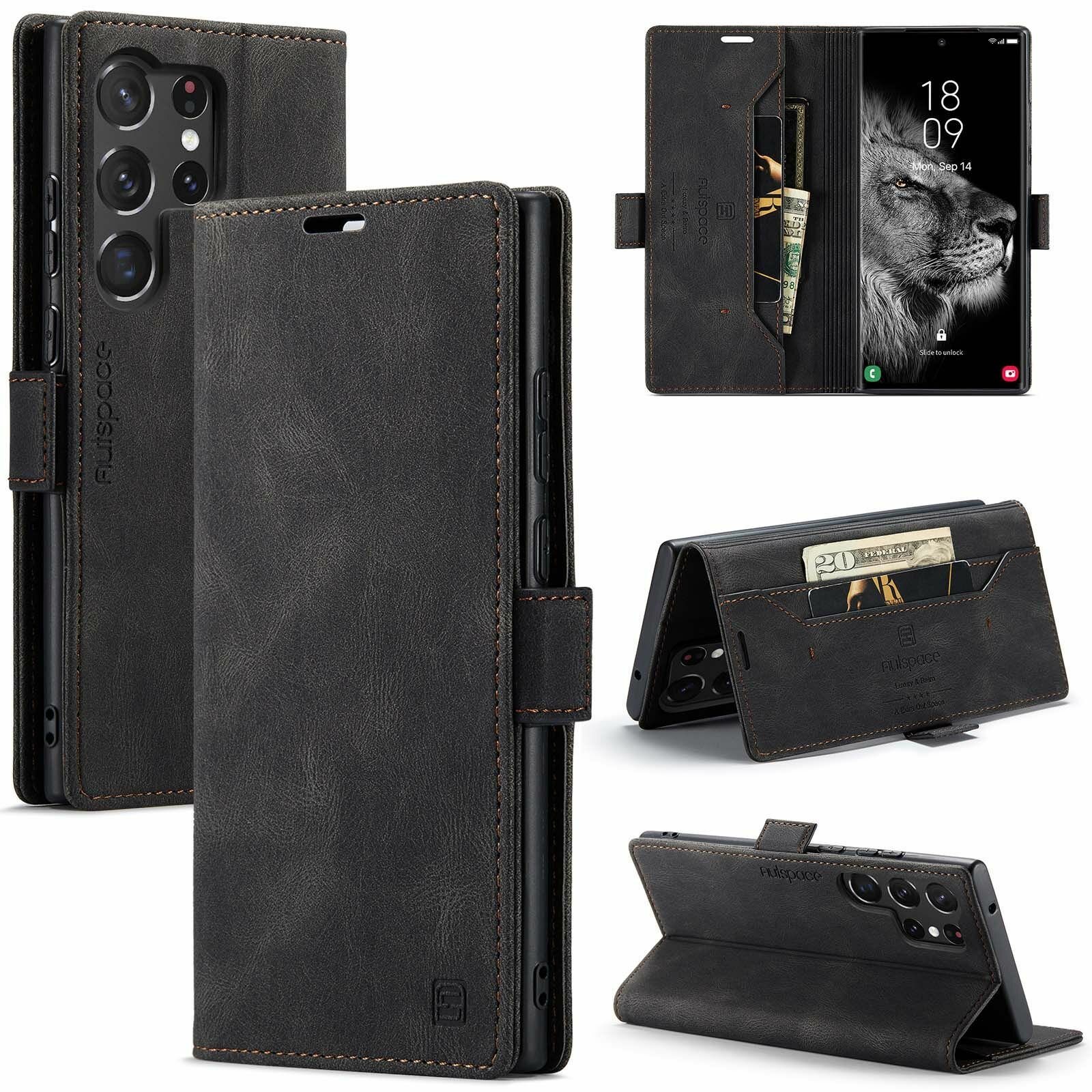 Для Samsung Galaxy S23 Ultra (Самсунг Галакси С23 Ультра) книжка магнитная застежка, подставка, противоударная, RFID-блокировка, новинка, подарок