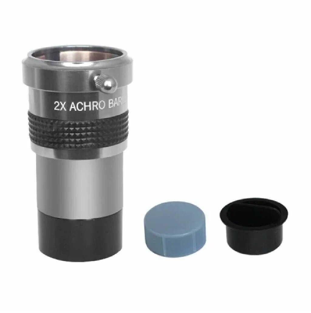 Линза Барлоу 2x, ахромат для телескопа с посадочным диаметром 1.25", металл, серебристая