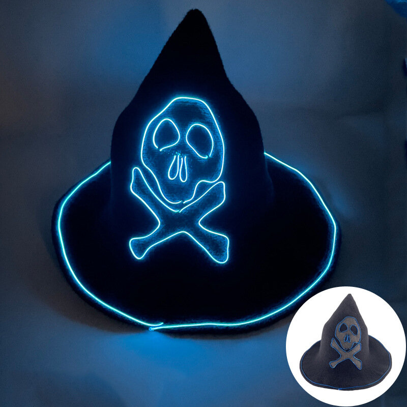 Шляпа "Череп", светодиодный свет, для Хэллоуина, косплея, выпускного вечера, макияжа