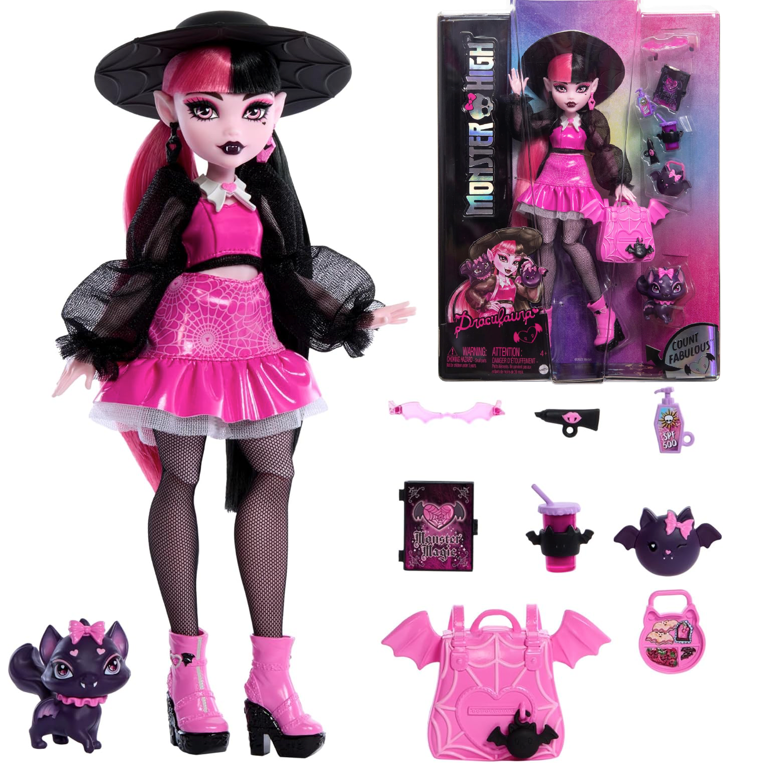 Кукла Монстр Хай Дракулаура с питомцем - Monster High Draculaura HRP64
