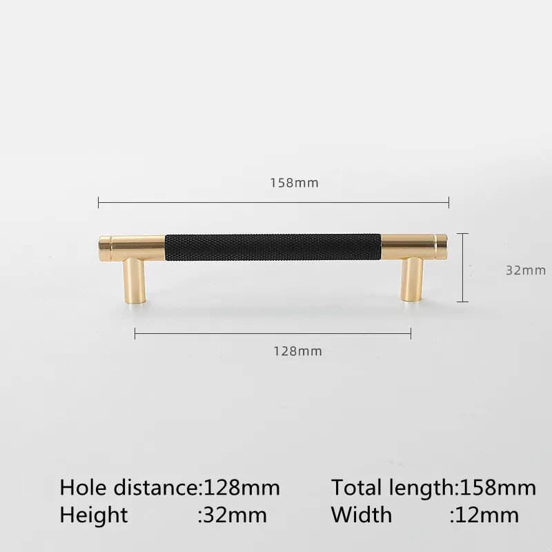 Ручки для шкафов KK & FING алюминиевые золотые Gold Black 128mm