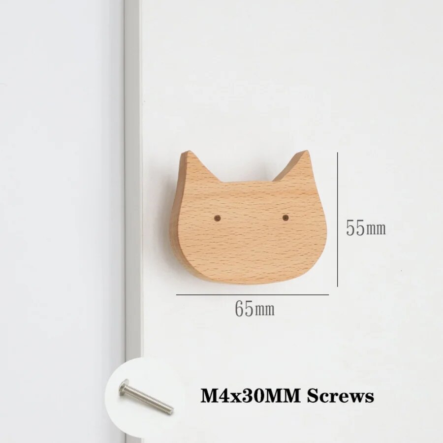 Деревянные ручки для шкафов с животными Cat