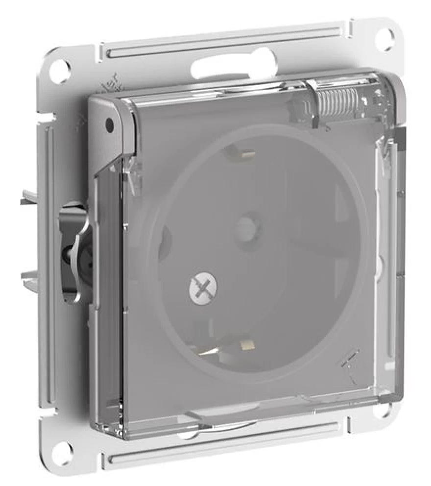 Розетка силовая штепсельная Systeme Electric / Систем Электрик ArtGallery, 16А IP44 алюминий, быстрозажимные клеммы, с заземляющими контактами, шторками и крышкой, GAL440346S / электрооборудование