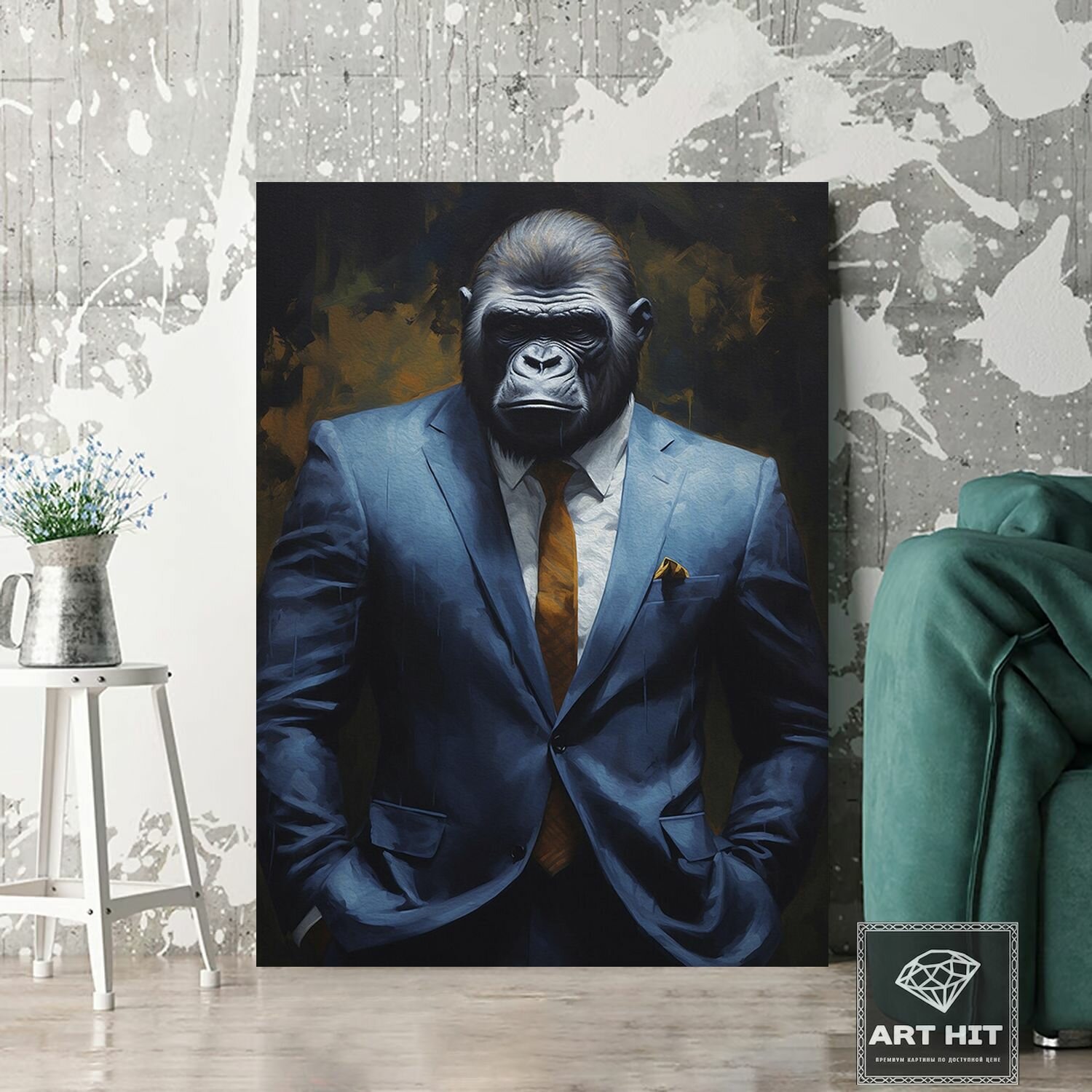 Картина Горилла в галстуке, 50х70 см.