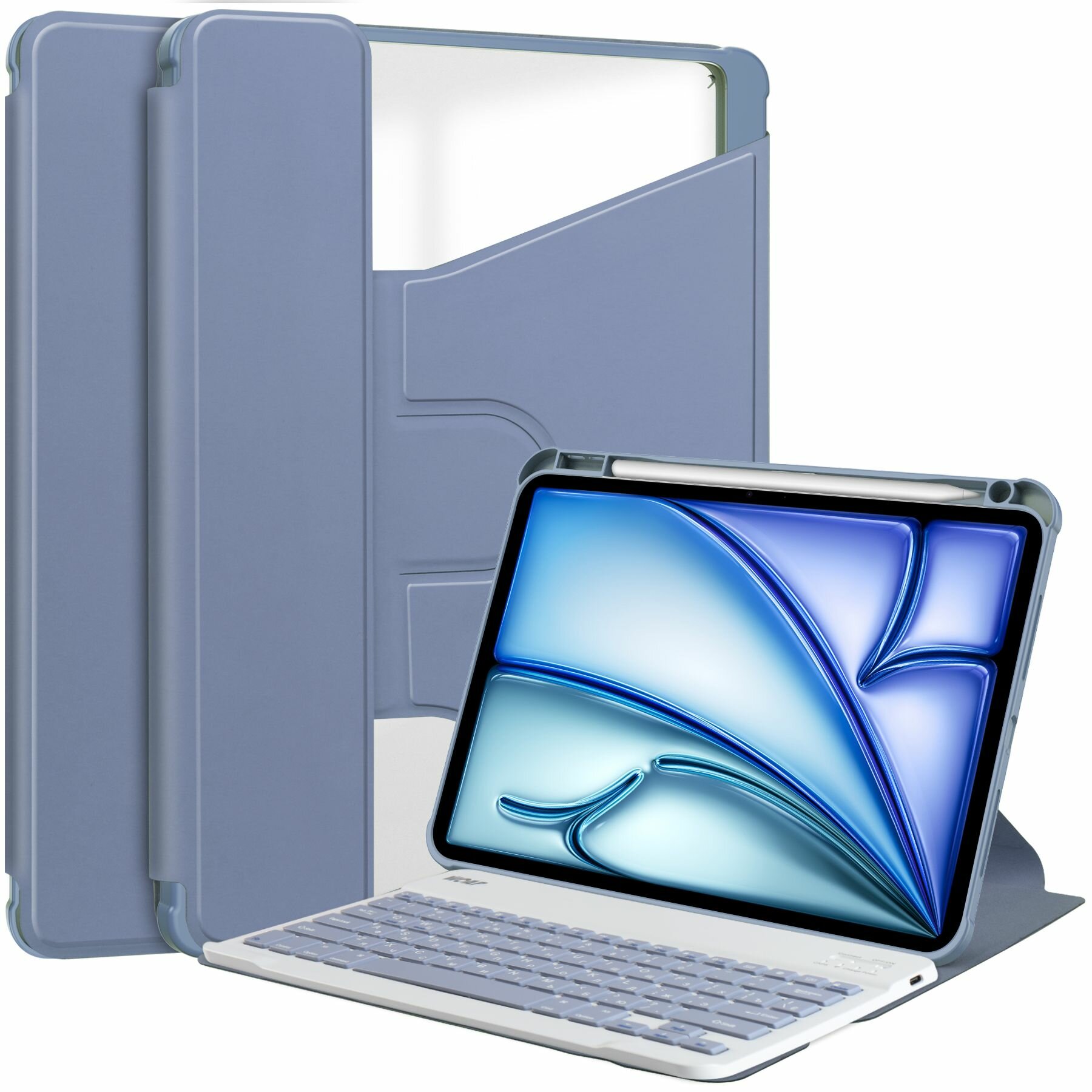 Чехол для iPad Air 13" (2024) / Pro 12.9" (2018-2022) с клавиатурой фиолетовый