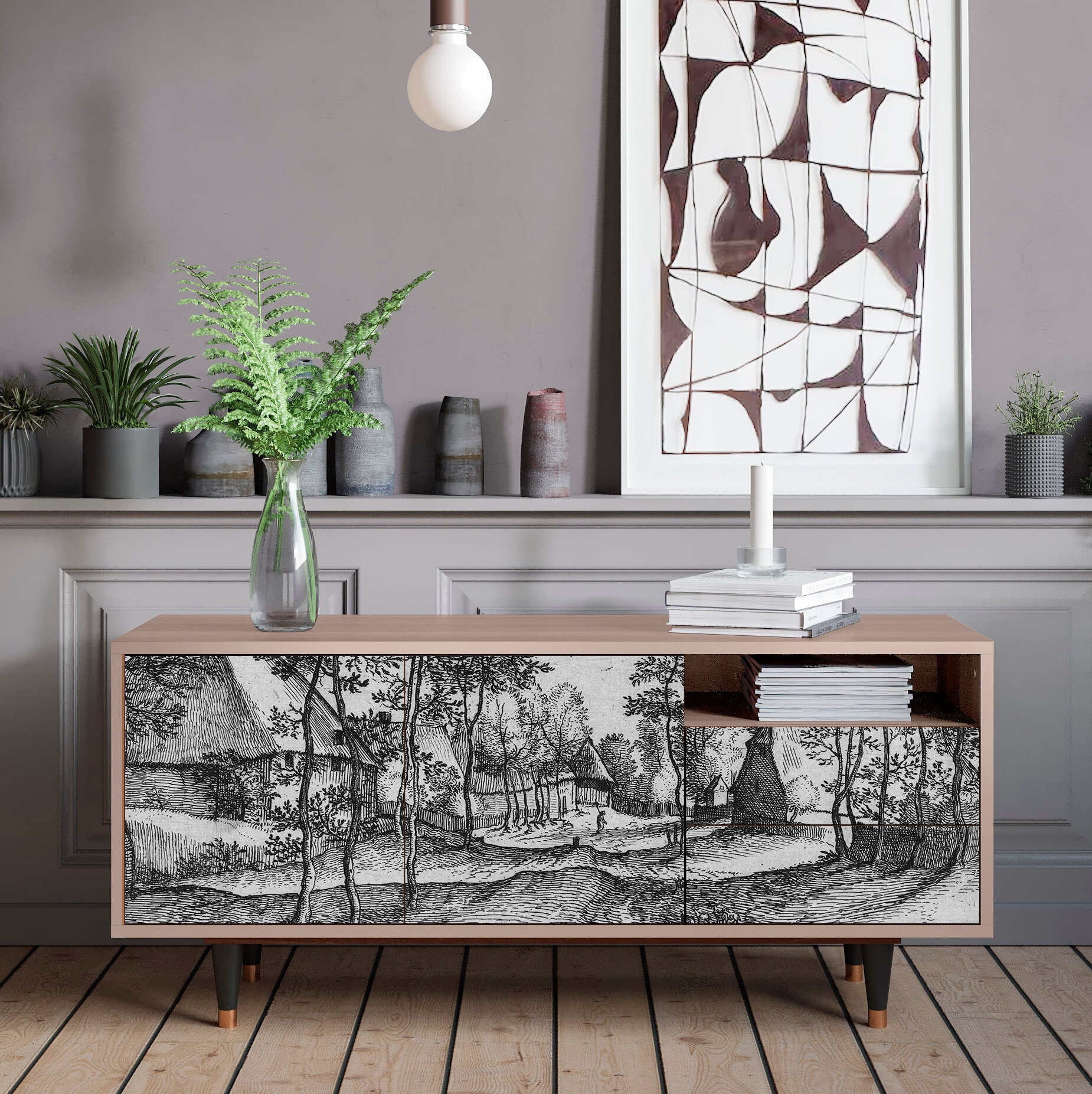 ТВ-Тумба - STORYZ - T7 Village Road by Pieter Breugel, Размер - 125 x 56 x 41 см, Цвет корпуса - , Бежевый