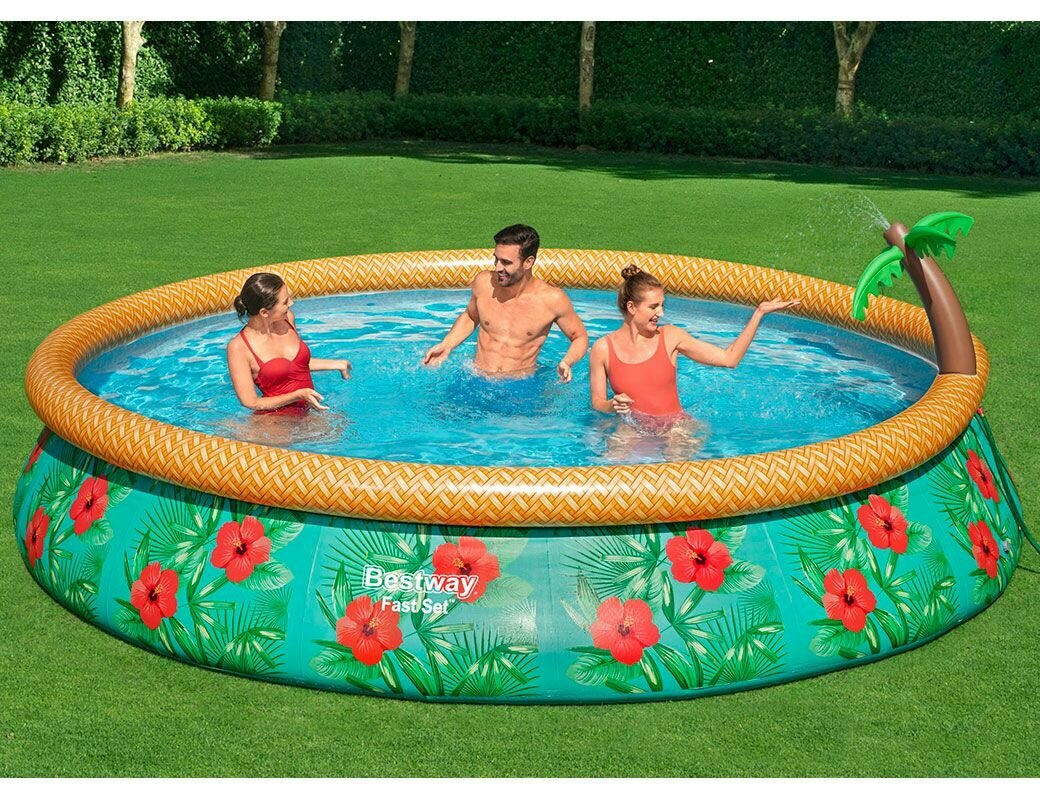 Бассейн BestWay Fast Set Paradise Palms Pool, 457 х 84 см + фильтр-насос, 57416bw