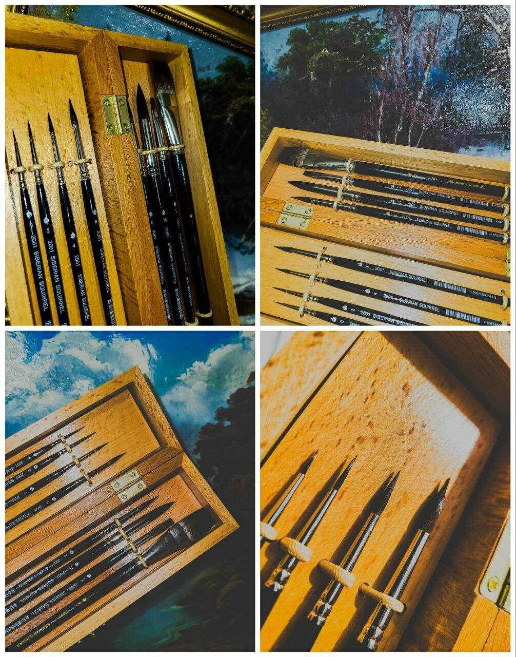 Набор Кистей в Буковом Пенале для Рисования с ворсом Белки №0-14/8 шт