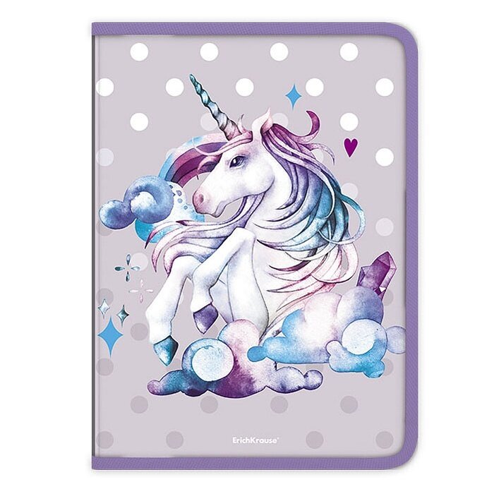 Папка для тетрадей Erich Krause на молнии, пластиковая, Dream Unicorn, A4 (48693)