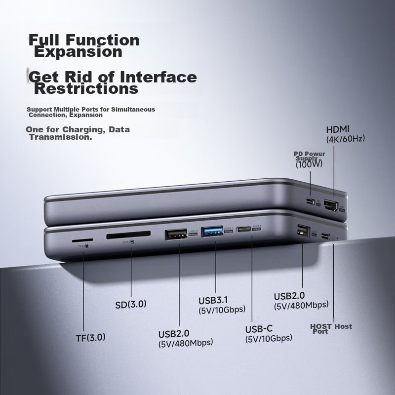 Hagibis Hard Drive Enclosure, Type-C Expansion Dock, USB-C to HDMI Converter, Compatible with Apple Computers, Thunderbolt 4 Interface, Laptop M.2 Hard Drive Enclosure, Expansion