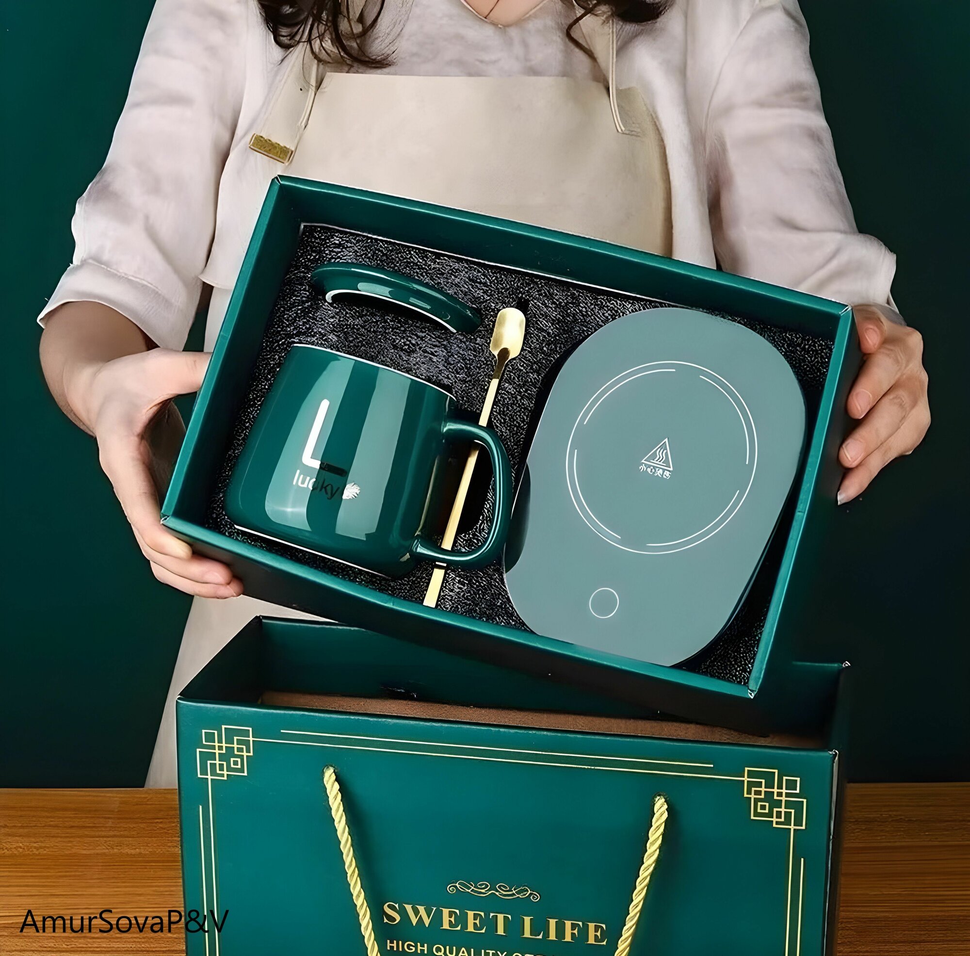 Кружка с подогревом, зеленая