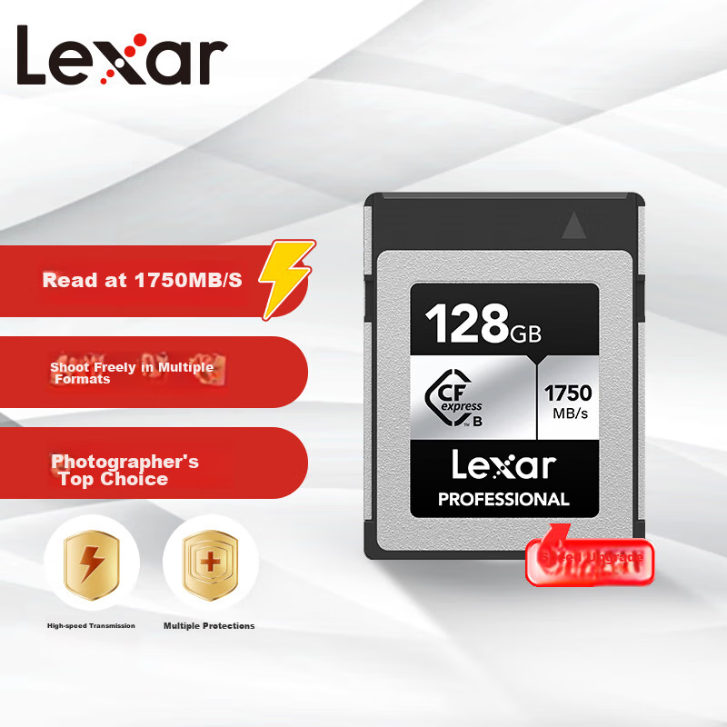 Lexar 128GB CFexpress Type B Memory Card, Read Speed 1750MB/s, Compatible with Fuji, Canon, Nikon, 8K Ultra HD Recording, CFexpress Card (SILVER)