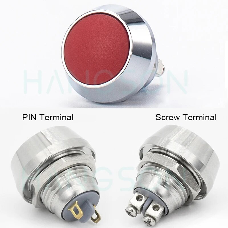 Металлический переключатель 12 мм, Red Head, Screw Terminal