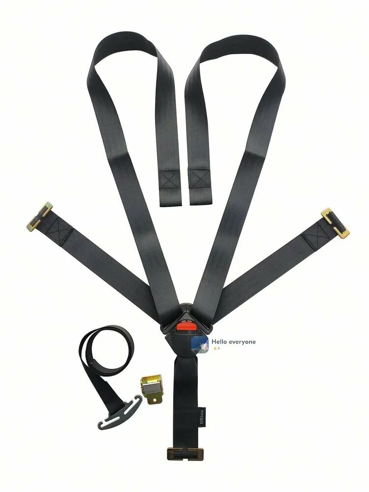 1 комплект ремня безопасности для детского автокресла с 5-точечным креплением, плечевыми, поясными и промежностными ремнями, с фиксатором, регулируемой длиной, универсальный тип