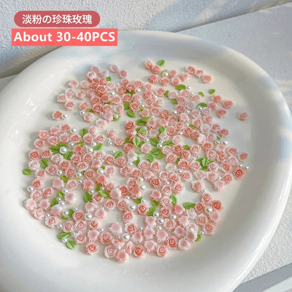 3D розовые цветочки для ногтей, Цвет 01