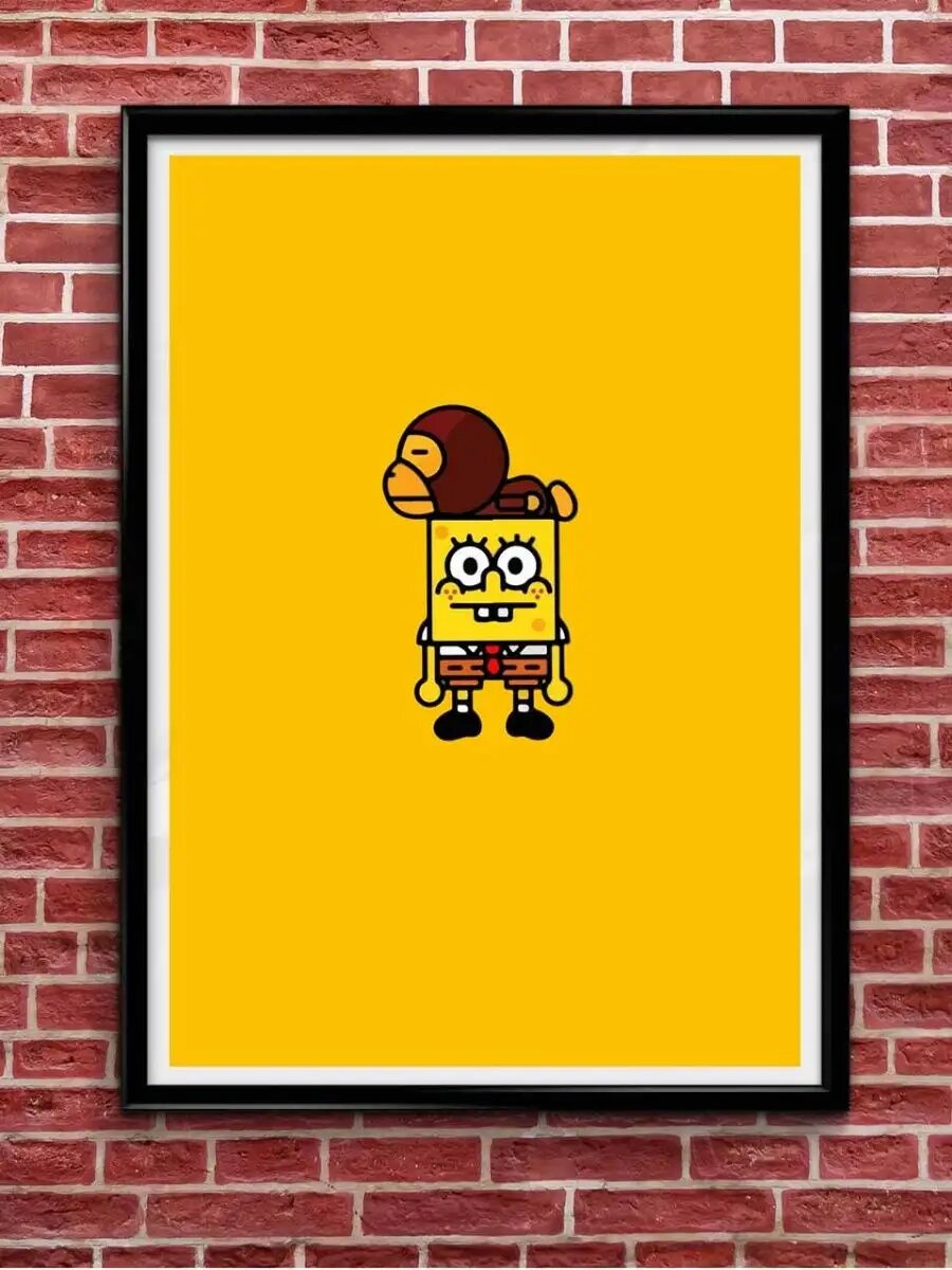 Плакат, Постер Спанч Боб, А3 (фотопанно, постер на стену)