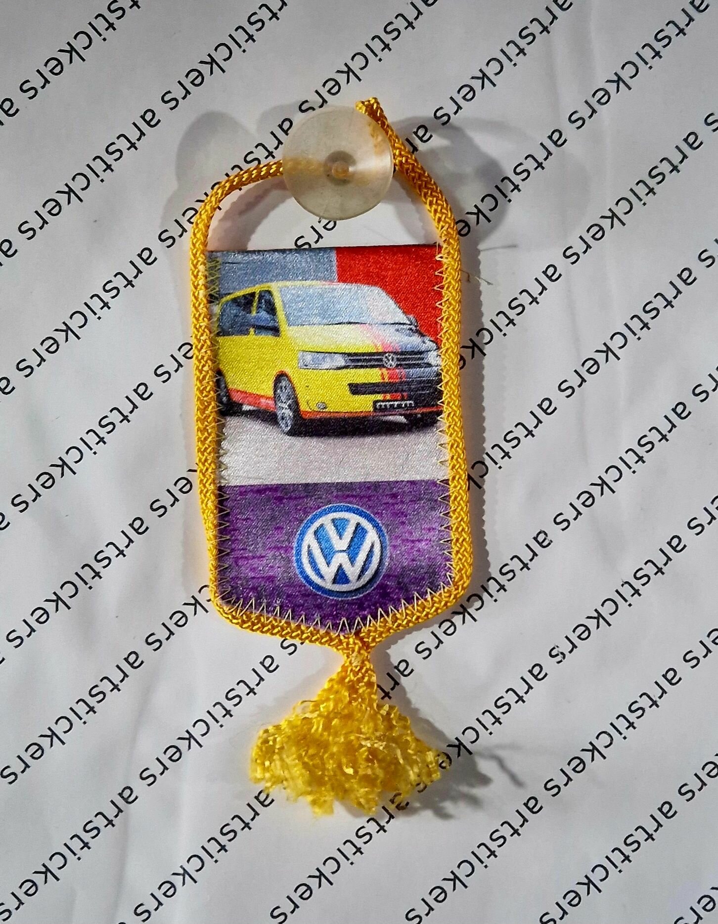 Вымпел VOLKSWAGEN, размер 8х12см, двусторонний на присоске, ткань, аксессуар для авто