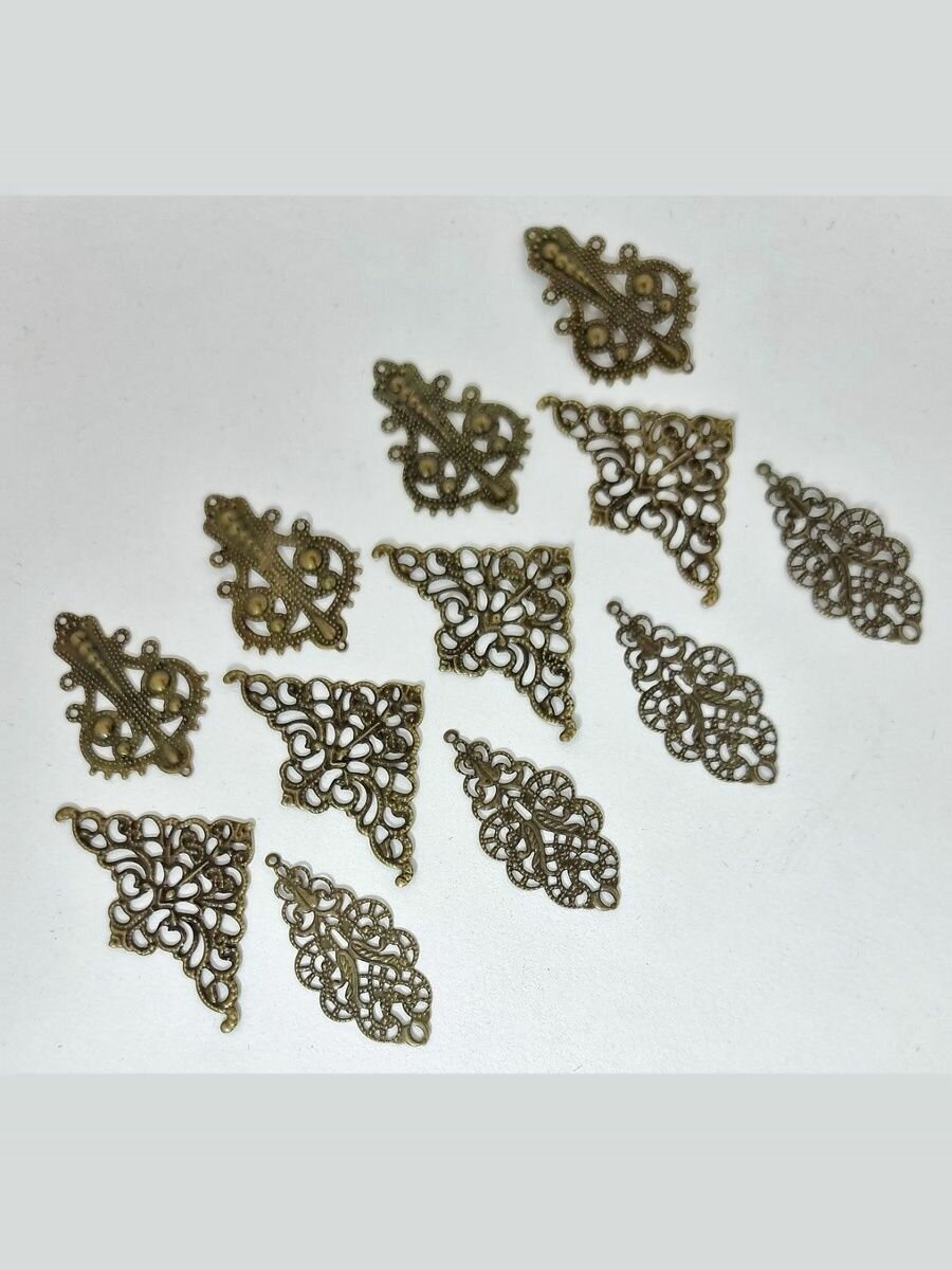 Филигрань 35-40мм. Набор 12шт. Цвет Бронза.