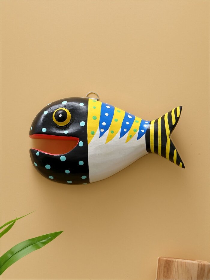 Панно «Рыба-хищник», 20×12×4 см, дерево, разноцветное