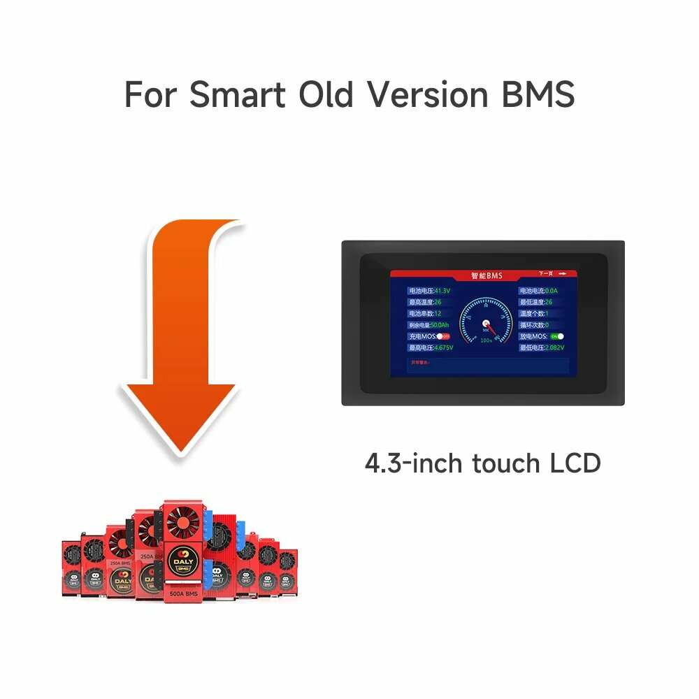 Daly BMS Accessary Плата дисплея питания USB R485 Кабель USB USB UART Кабель Bluetooth Smart BMS 4.3 inch Touch LCD