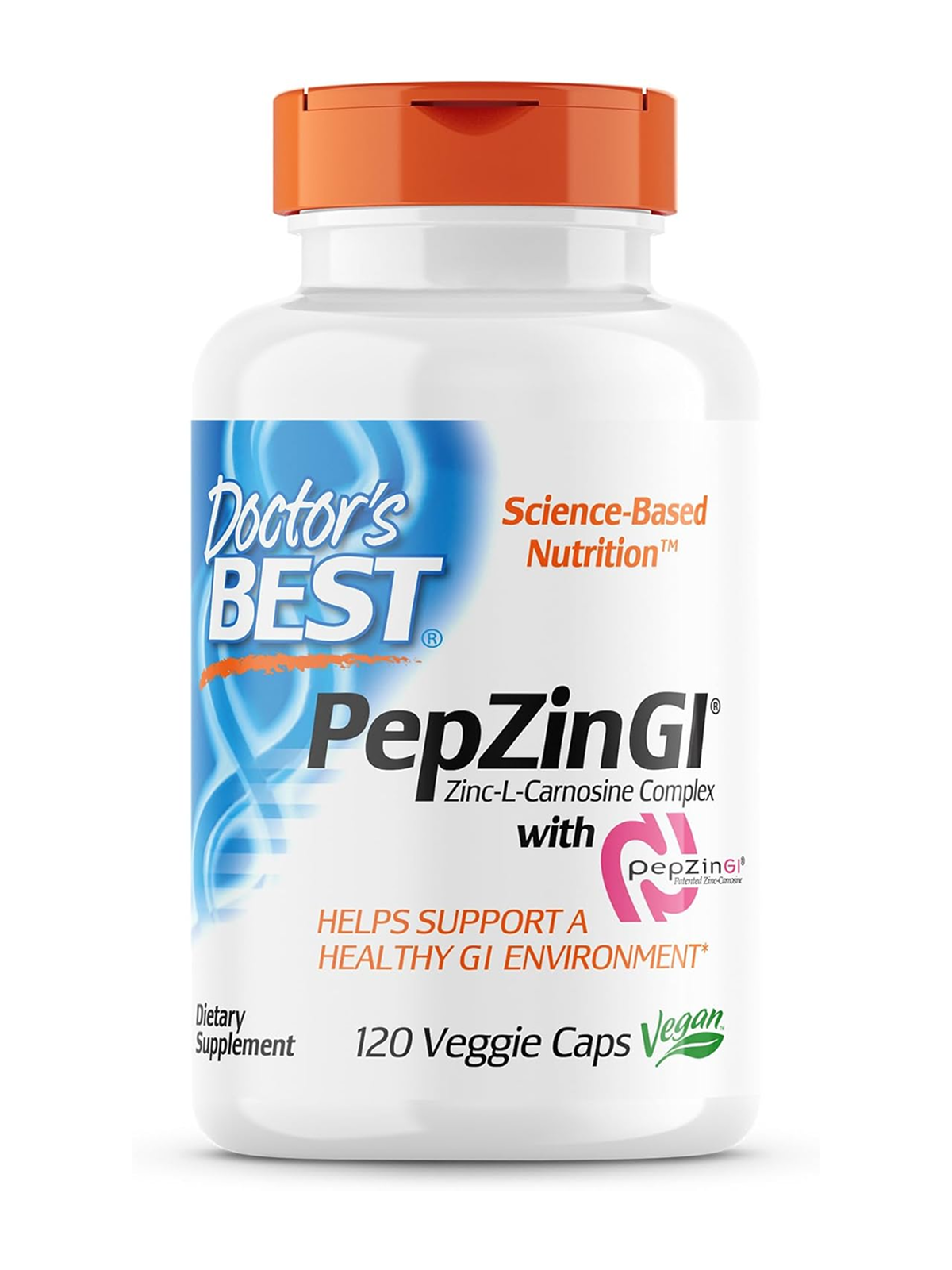 Цинк-L-карнозин, PepZin GI, Zinc-L-Carnosine, Doctor's Best, 120 вегетарианских капсул