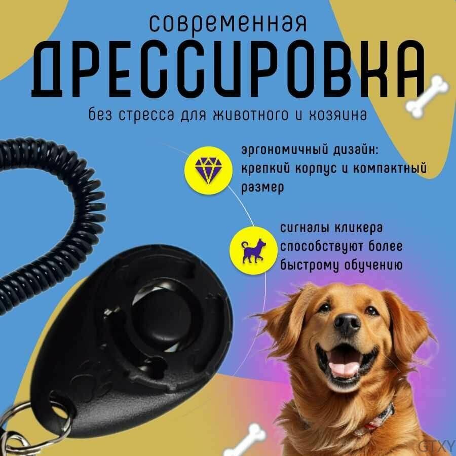 Кликер для дрессировки собак, с браслетом, кнопкой, черный кликер