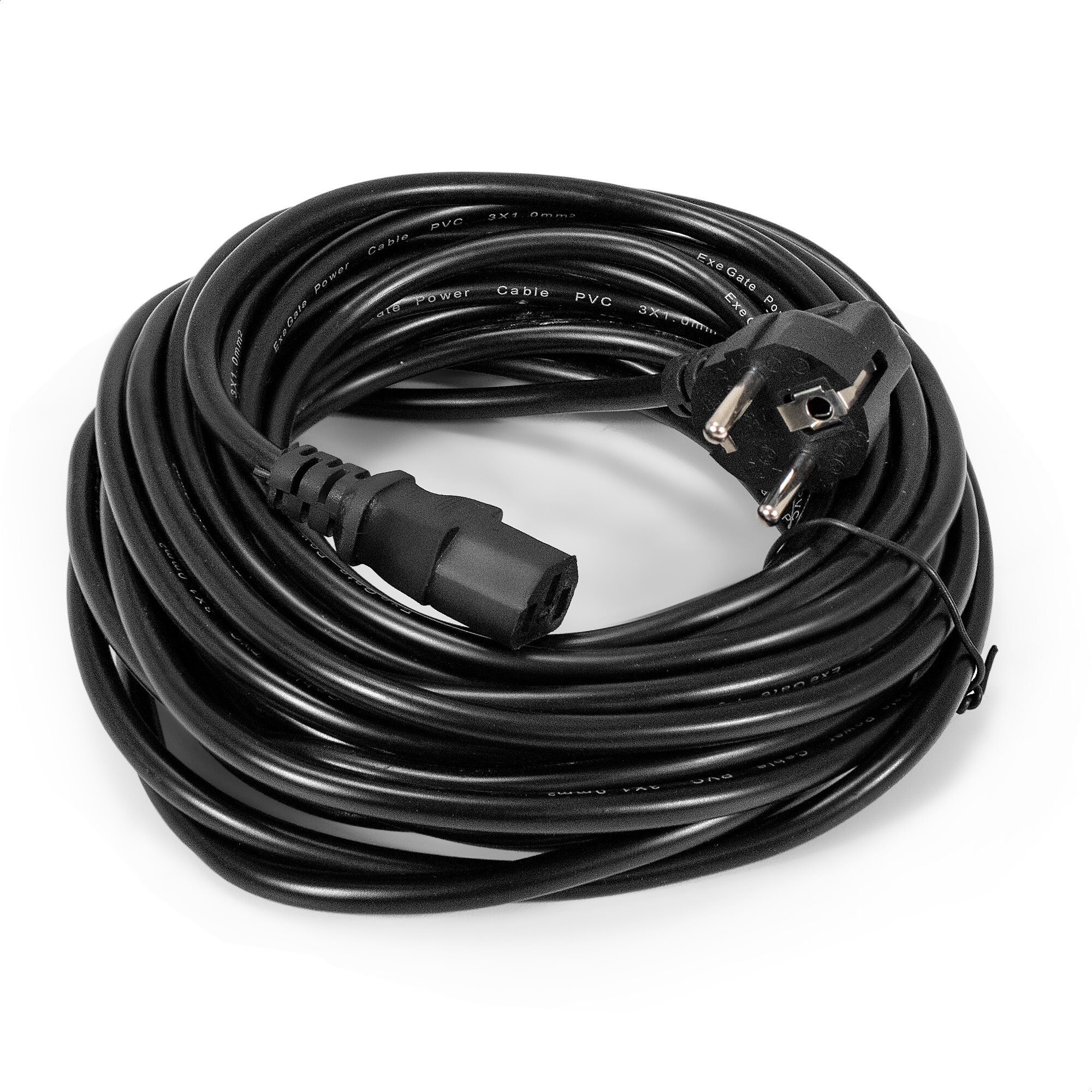 Кабель питания ExeGate Special PC-10S-Schuko(У)->C13/3x0.75 (Евровилка угловая Schuko->C13, 3*0.75mm2, CCA, черный, 10м) EX297792RUS