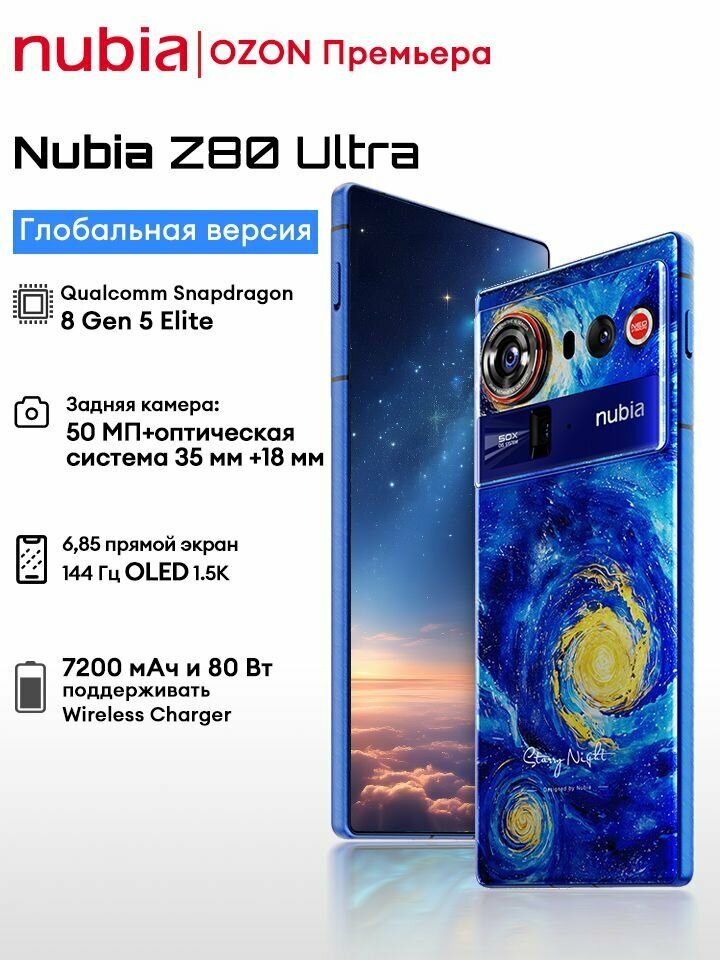 Nubia Смартфон Z80 ultra Global 16/512 ГБ, Nano-SIM, светло-синий