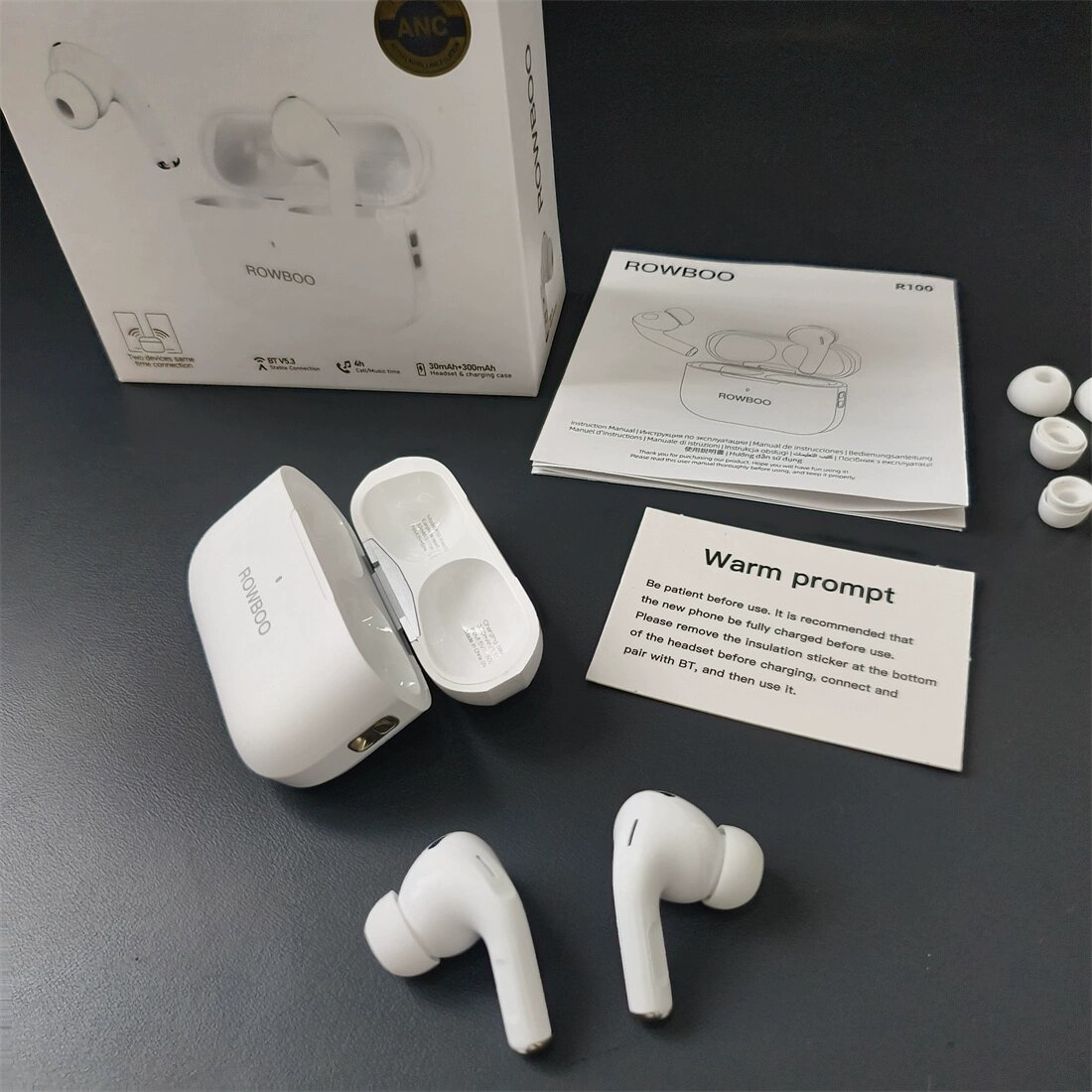 Rowboo ANC-35dB беспроводные наушники Bluetooth 5.3 с активным шумоподавлением и долгим временем работы