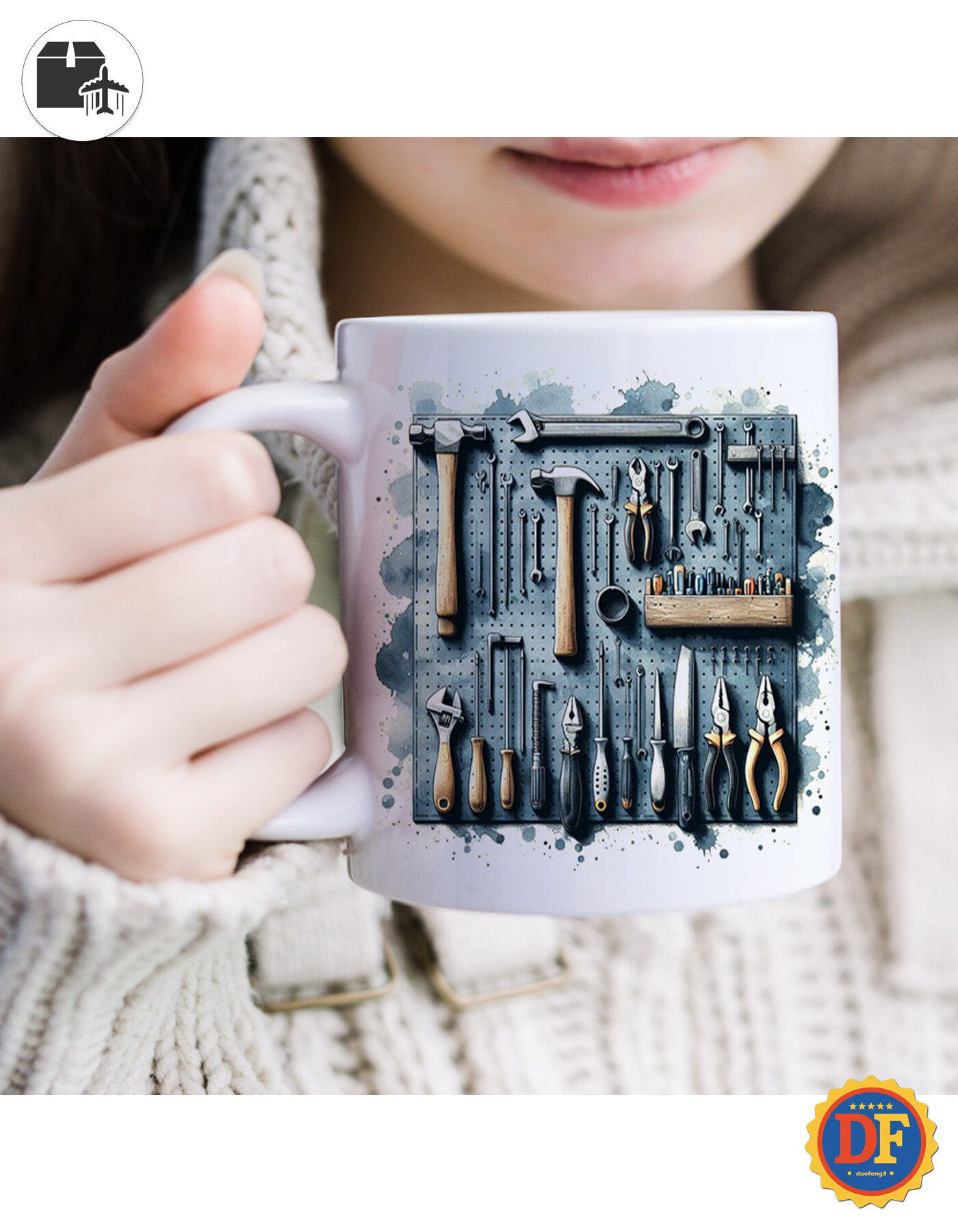 Керамическая чашка для кофе и чая объемом 320 мл, С-образная ручка, подарок к празднику, 1 штука