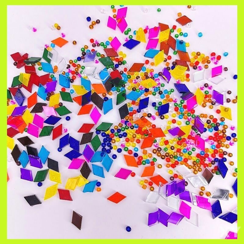 100 шт. цветное стекло, мозаика кусочки / Стеклянная крошка - "ромб", для поделок ручной работы