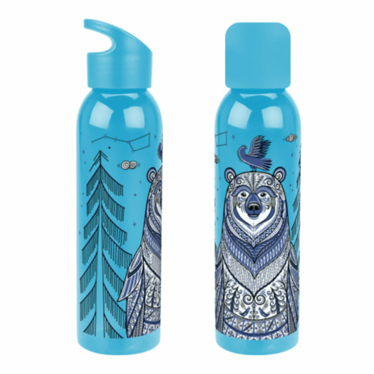 Бутылка для воды «Большая Медведица. Мезенские мотивы (т)» (голубой)