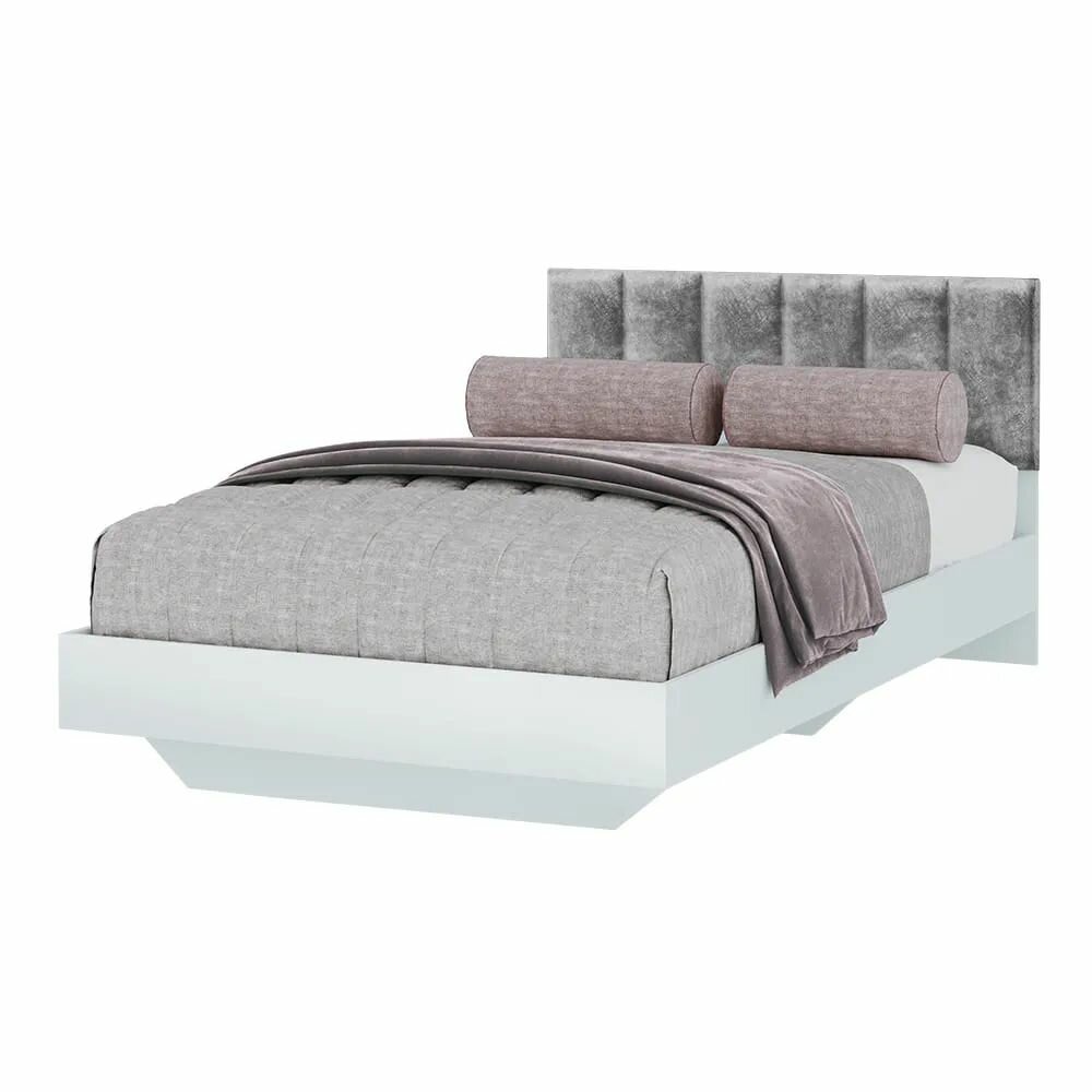 Кровать "Мемори" КР-09 белый/серый (Мебелони)