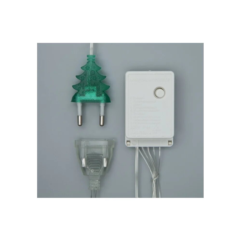 Занавес Luazon ECO IP20, УМС вилка, 2х1.5 м, Н. С. LED-360-220V, 8 режимов, зеленый 1080465 — фото 1