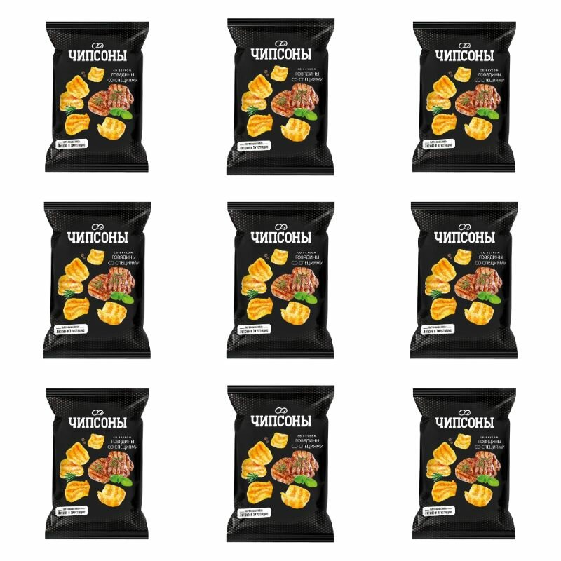 Чипсоны снеки воздушные говядина со специями, 40 г, 9 упаковок