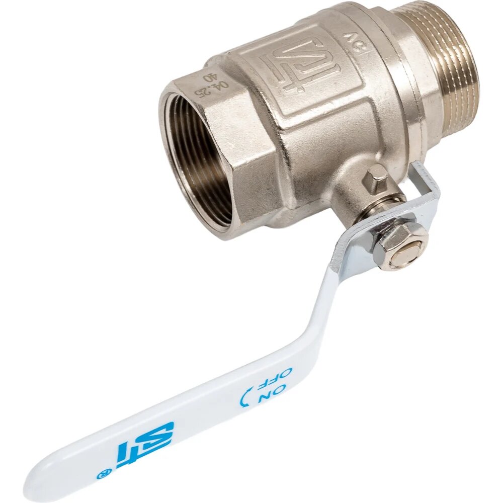 Шаровой кран STI рычаг Ш/Г 40 из латуни с никелированным покрытием, неразборный корпус, для водоснабжения