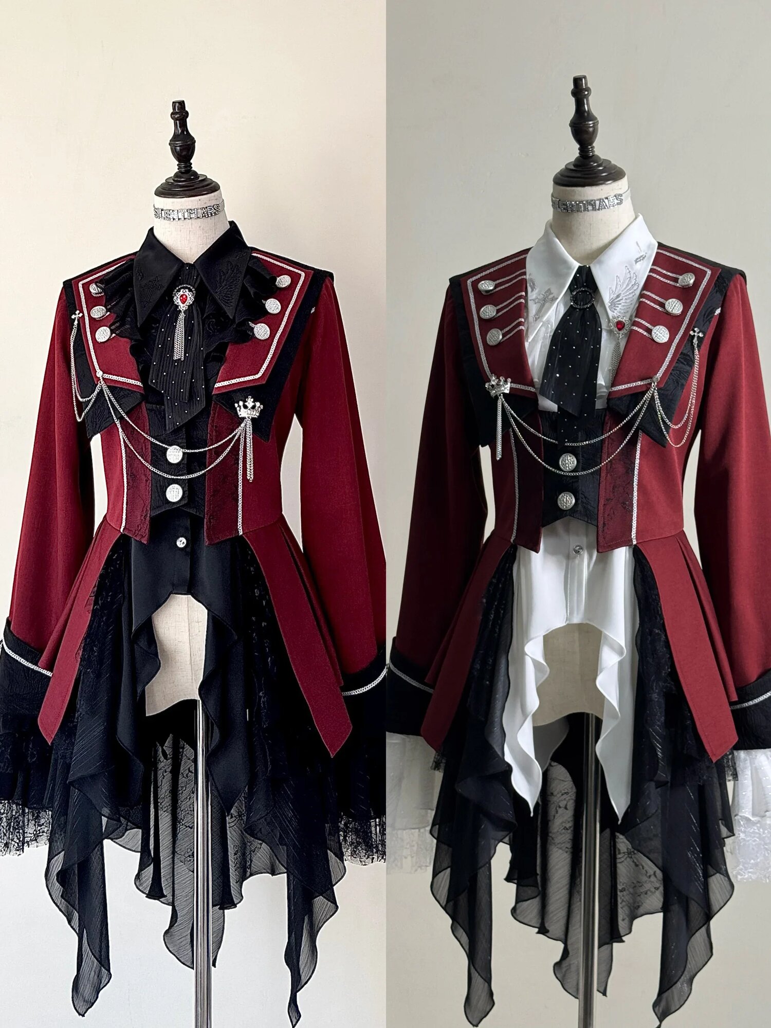 Bloocosli Королевская ворона готический костюм для женщин из полиэстера Бордовый, XL, Red jacket