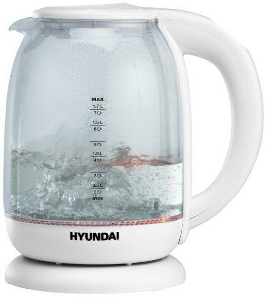 Чайник электрический HYUNDAI HYK-S3808 2200 Вт белый 1.7 л стекло (Уценка, б/у)