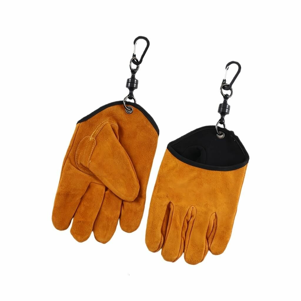 Перчатки для защиты от ожогов и огнестойкости на открытом воздухе кемпинга, пикника, костра, огнестойкие теплоизоляционные кожаные перчатки с магнитной пряжкой-оранжевый