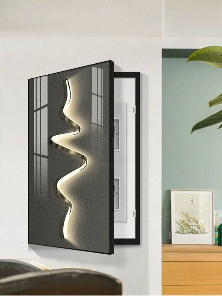 Декоративная панель для электросчетчика 50x70 см скрытые картины, левое открывание Без сверления + кристальная поверхность